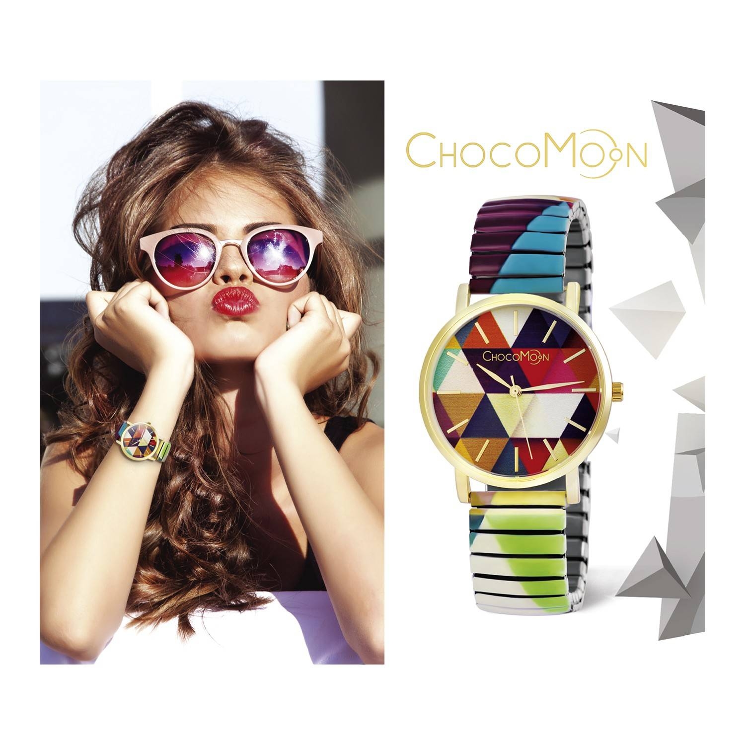 Montre Géométrie Vintage de ChocoMoon - Multicolore... | PrixPad