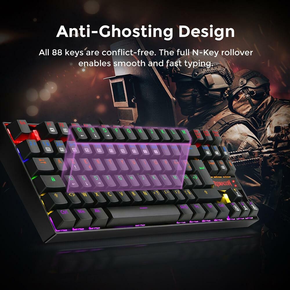 Redragon K552 Rainbow Backlight TKL Compact 88 Touches AZERTY FR - Red ...