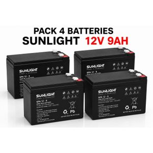 Sunlight Pack 4 Batteries 12V 9Ah AGM VRLA à prix pas cher
