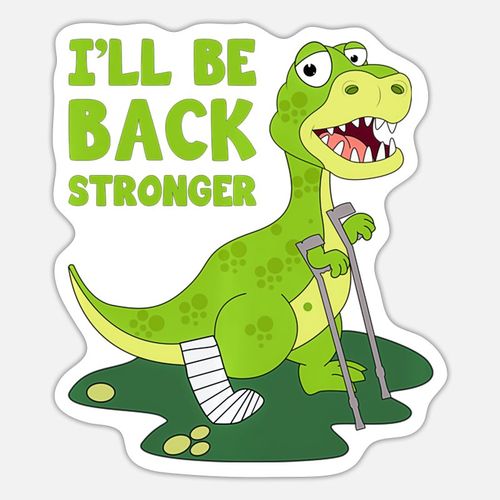 Generic 5 Stickers - Broken Leg Dinosaur on Crutches Get Well Soon for ...