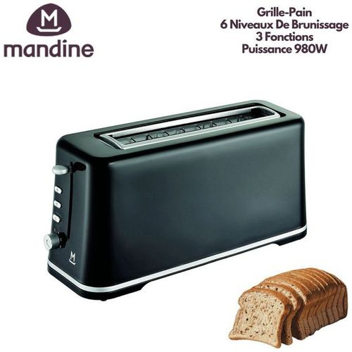 Mandine Grille Pain 2 Tranches 980 W Toaster 6 Niveaux De Brunissage à ...