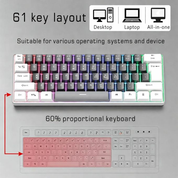 Jedel Mini clavier mécanique pro rétroéclairage LED RGB