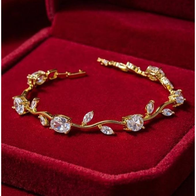 Generic Bracelet Tulips Femme Doré avec Zircons Brillants