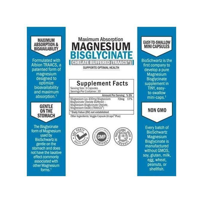 Schwartz Magnesium Bisglycinate à absorption maximale, TRAACS 180 à ...