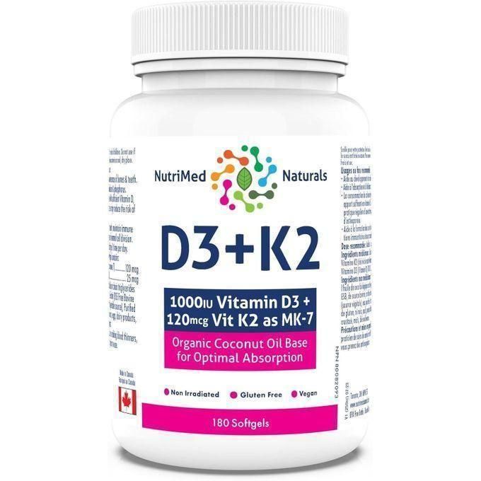 Generic D3 + K2, 180 gélules - Base d'huile de noix de coco