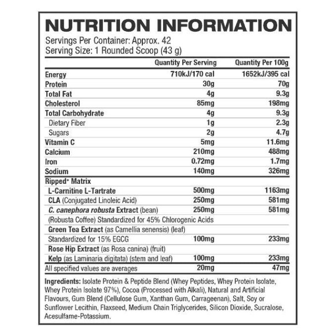Muscletech Nitrotech whey protein Ripped 1,8Kg - Milk chocolate - Whey ...