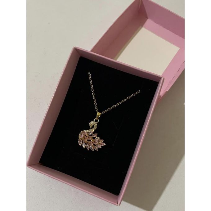 Generic Collier Swan Femme Doré avec Zircons Roses