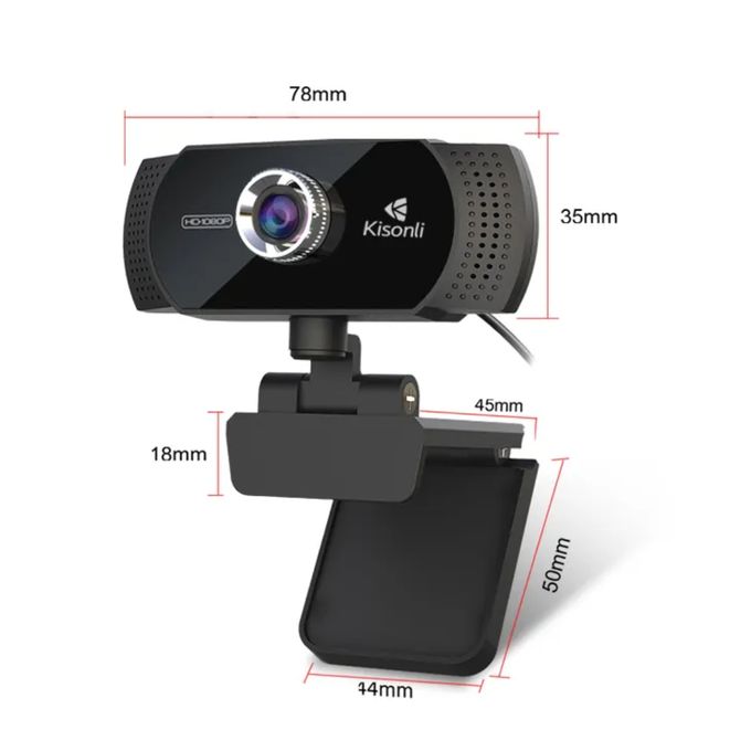Kisonli Webcam USB avec résolution de 1080p - Haute Qualité