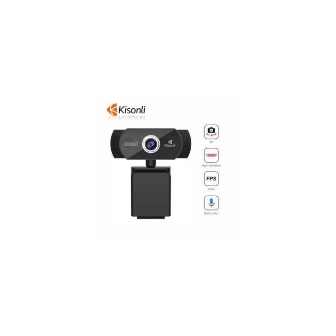 Kisonli Webcam USB avec résolution de 1080p - Haute Qualité