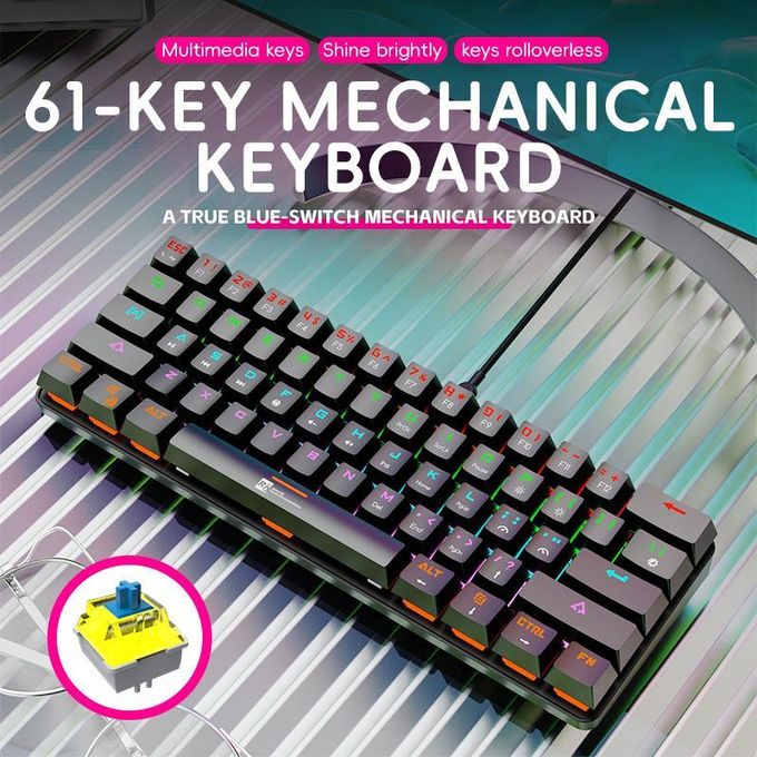 R8 Clavier Gamer Mini Mechanical Keyboard 60% 61 Keys RGB Portable ...
