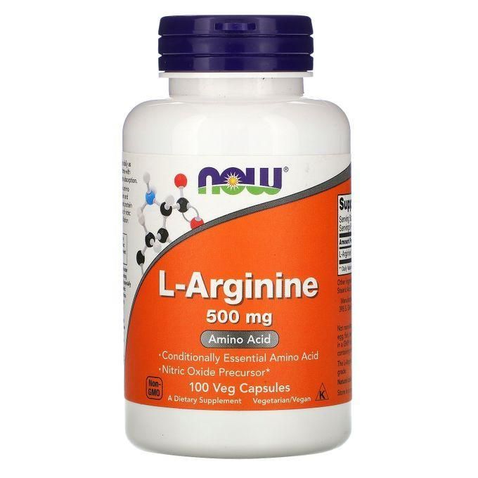 Now L-Arginine 500 mg, 100 Caps Précurseur d'oxyde nitrique, Acide ...