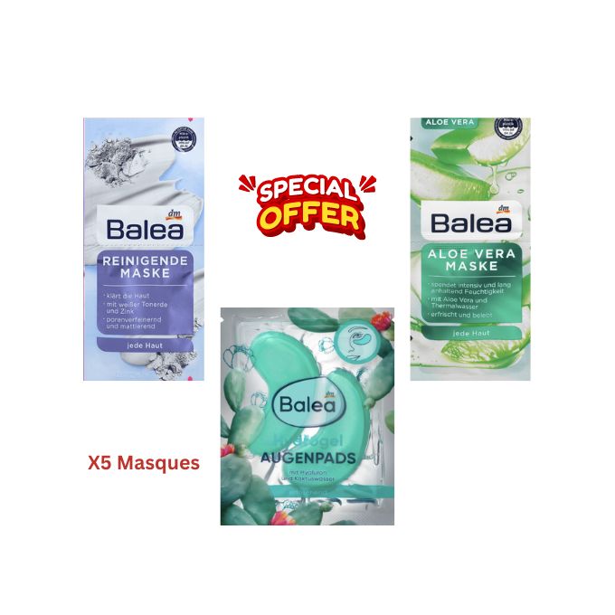 Balea Pack de Masque visage Aloe vera+ Nettoyant + Pads