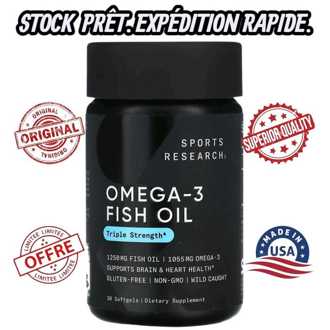 Sports Research Omega-3 Fish Oil, Triple Strength , 30 Softgels(,Huile ...