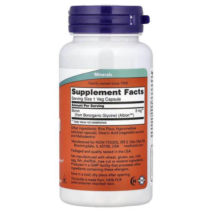 Now Foods Bore 3 mg, 100 Capsules Végétariennes - Os, Articulations ...