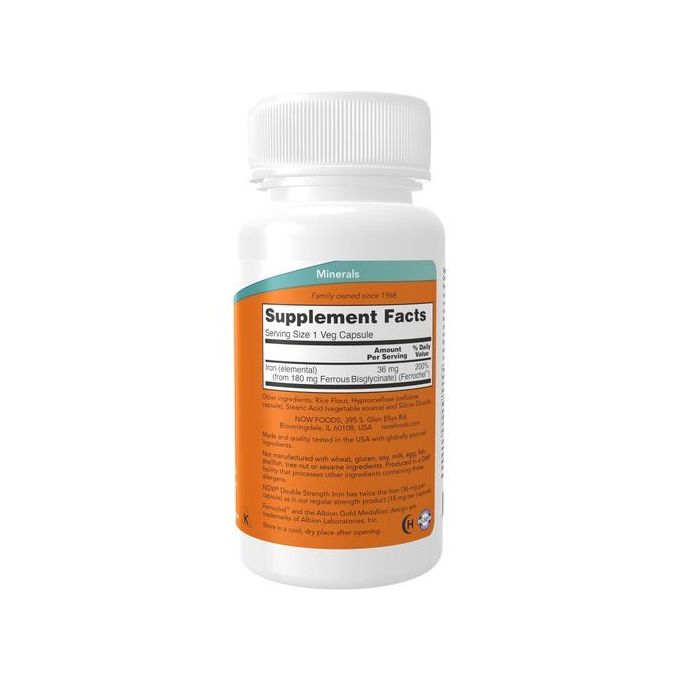 Now Foods Fer, Double efficacité, 36 mg, Bisglycinate de