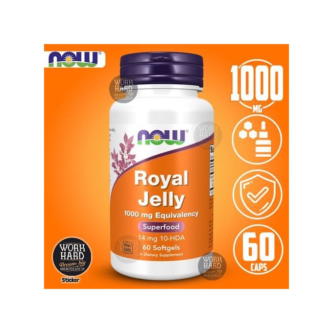 Now Foods Royal Jelly 1000 mg with 10-HDA (Hydroxy-D-Decenoic Acid), 60 ...