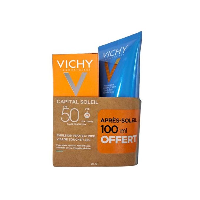 Vichy Ecran solaire Toucher Sec Peaux mixtes à grasses 50ml + Lait ...