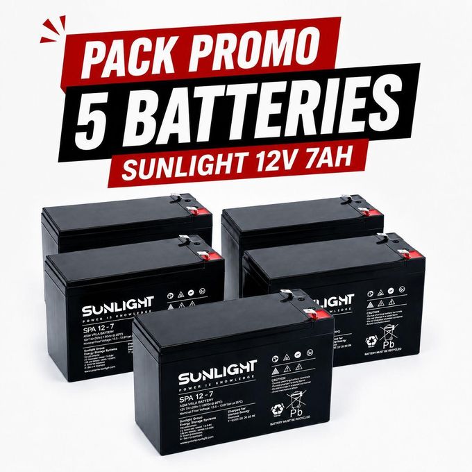 Sunlight Pack 5 Batteries SPA 12V 7Ah AGM VRLA Étanches à