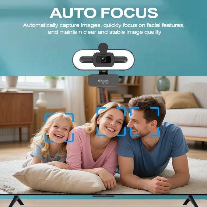 Kisonli Webcam D2 HD PC USB 1080P avec Micro Intégré et