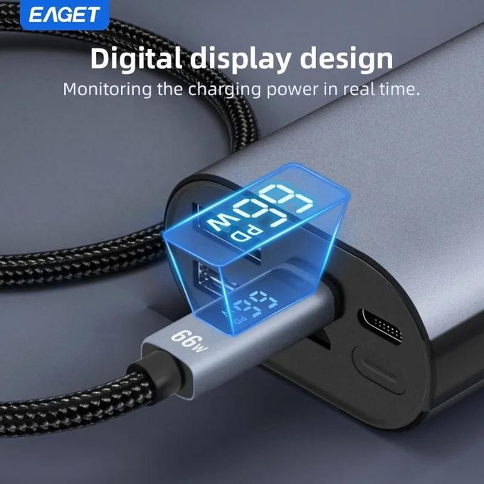 Eaget Câble de données de type C à charge rapide 66W USB PD