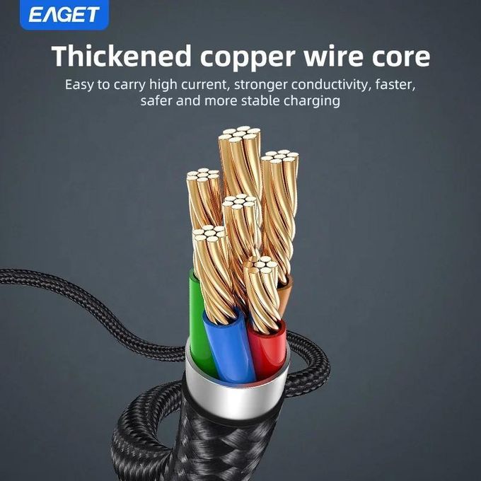 Eaget Câble de données de type C à charge rapide 66W USB PD