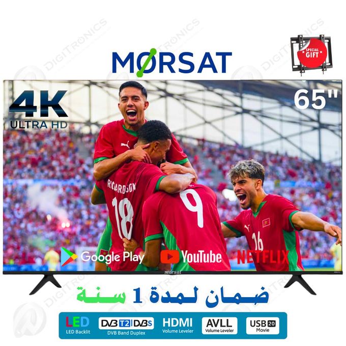 MORSAT 65 4K UHD Smart Android TV, Film USB, HDMI, YouTube + Support ...