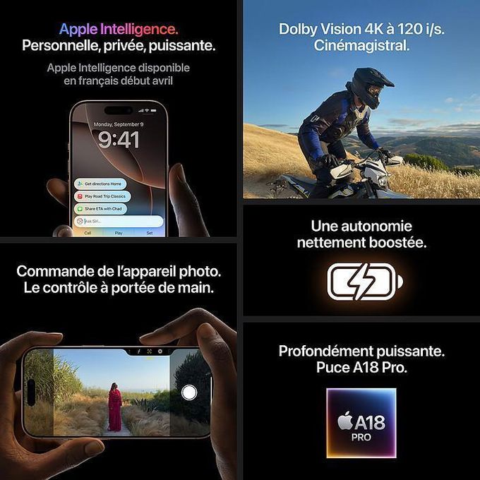 Apple iPhone 16 Pro - 6.3-inch - 128Go - Titanium Desert