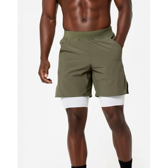 Generic Short de fitness 2 en 1 collection poche zippée