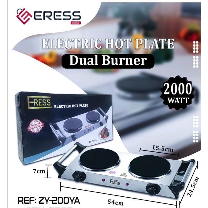 ERESS Table de cuisson électrique plaque chauffante 2 feux inox 2000w ...