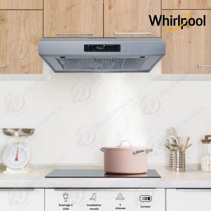 Whirlpool Hotte Murale 3 Vitesses en Inox 60 cm LED, WSLK 65 LS X à ...