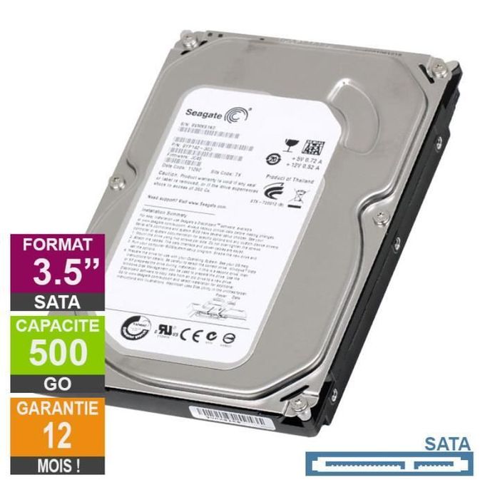SEAGATE Disque Dur Interne SATA HDD 3.5" Pour PC Gamer , Bureau, DVR ...