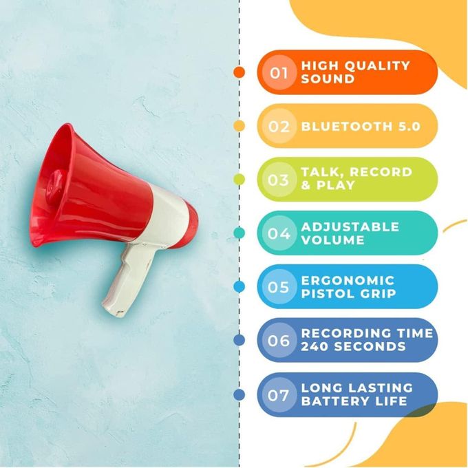 Megaphone Professionnel Portable 30W Ultra Puissant & Rechargeable avec ...