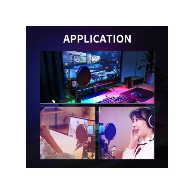 Yanmai Microphone à Condensateur USB RGB Cardioïde SF-666R